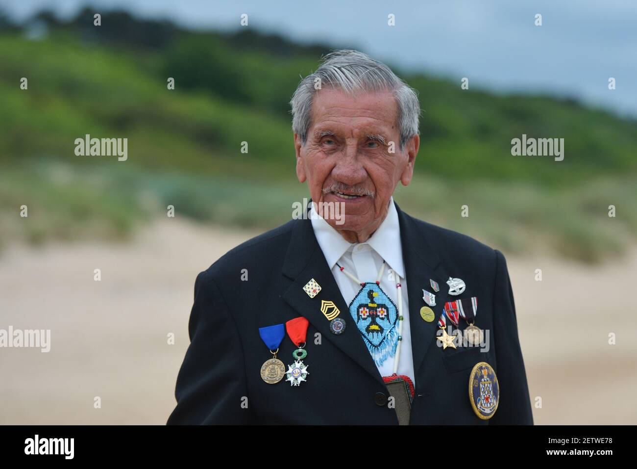 A portrait of Charles Norman Shay (age 92), a Native American, a ...