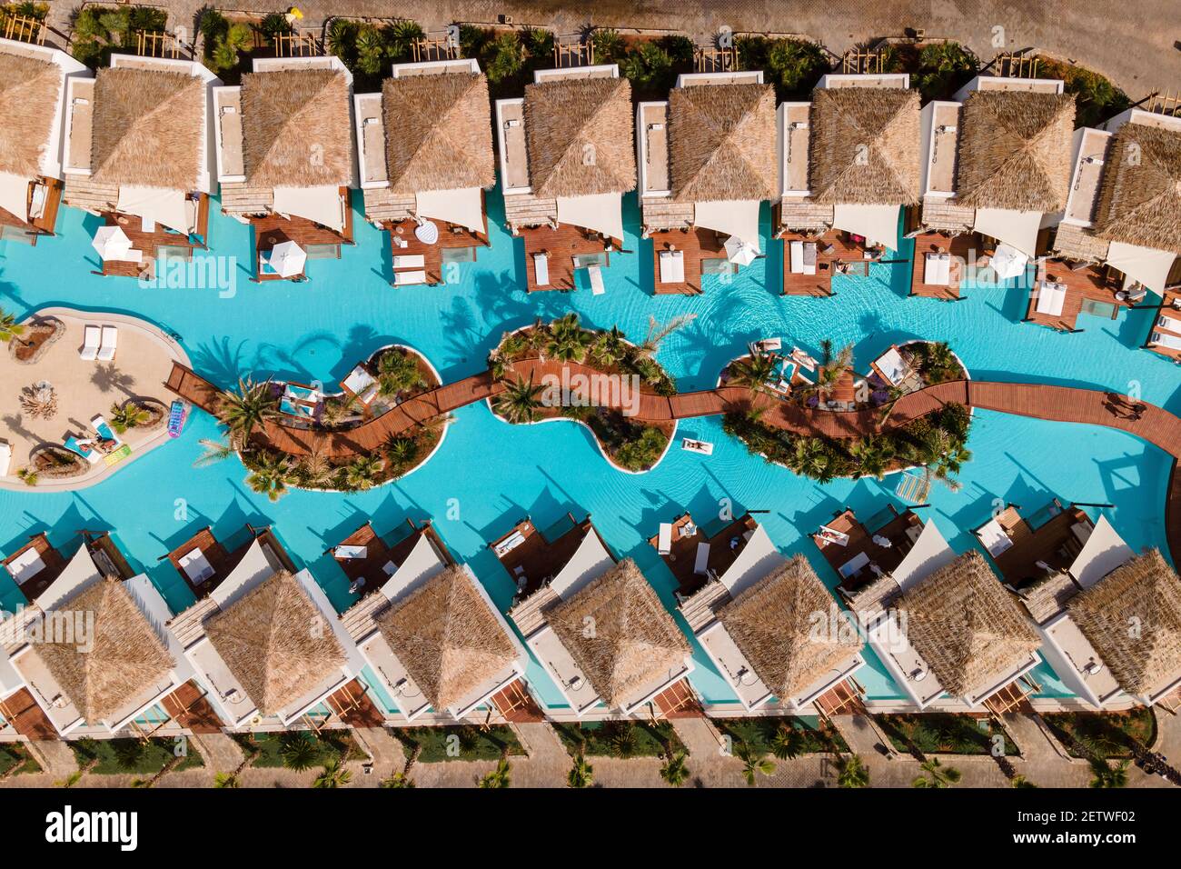 Aerial top view by drone of a tropical hotel with a pool Stock Photo ...