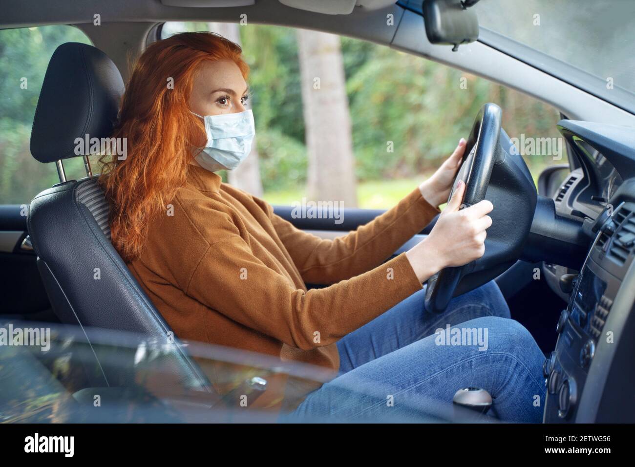 Woman driver mask car hi-res stock photography and images - Alamy
