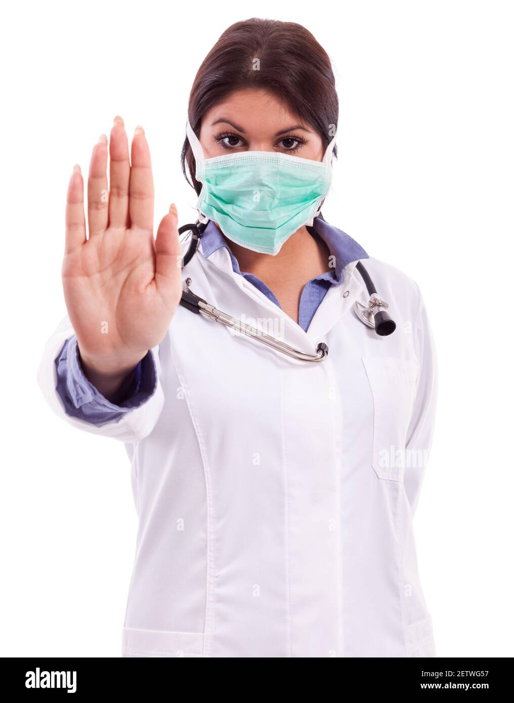 Surgeon showing stop with hand Stock Photo - Alamy