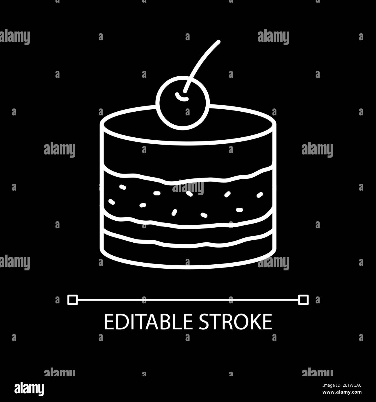Cake White Linear Icon For Dark Theme Stock Vector Image And Art Alamy