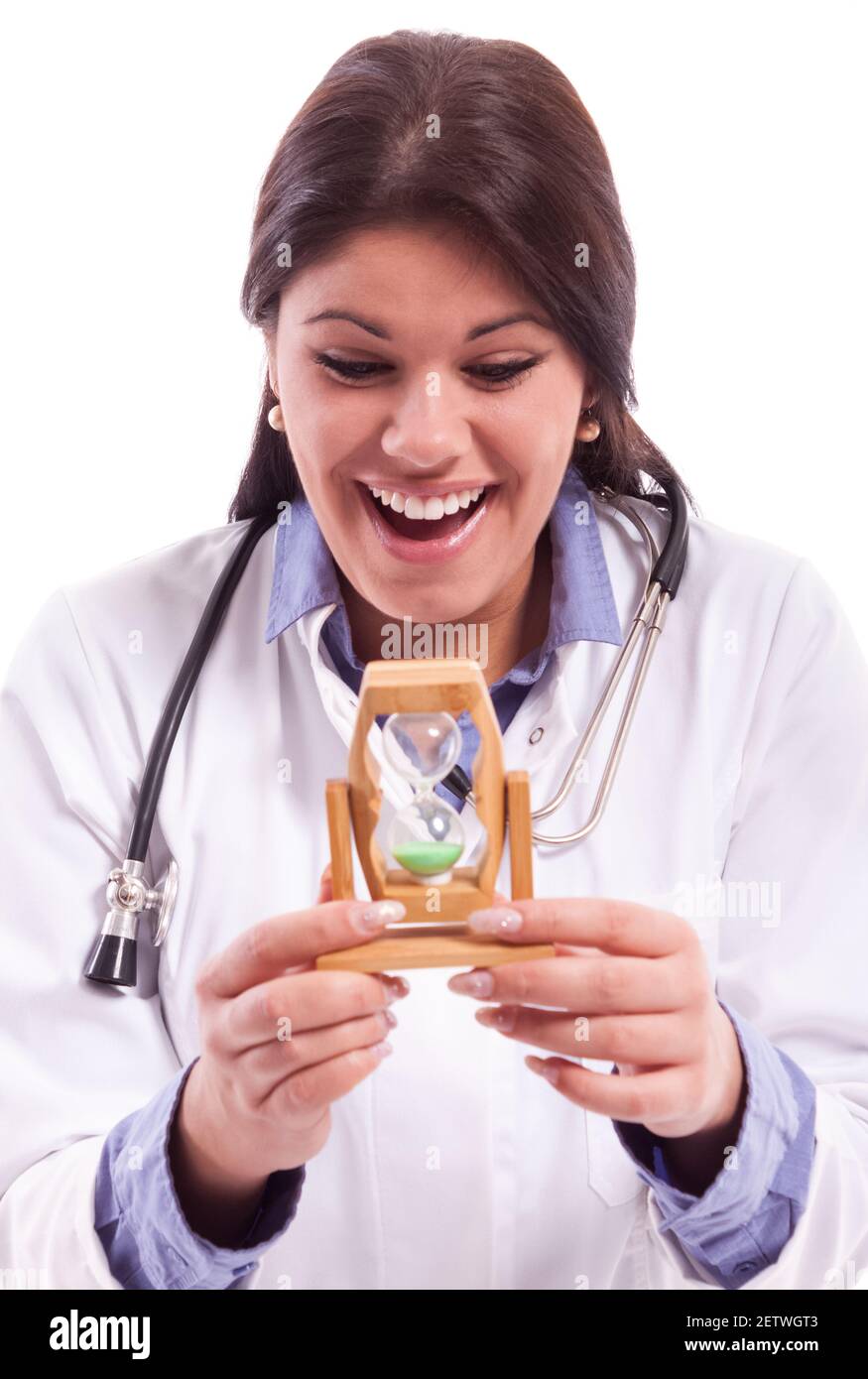 Attractive doctor success on time Stock Photo - Alamy