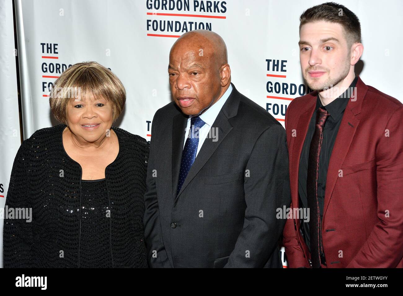 L-R: Musician Mavis Staples, U.S. Rep. John Lewis and Alex Soros attend ...