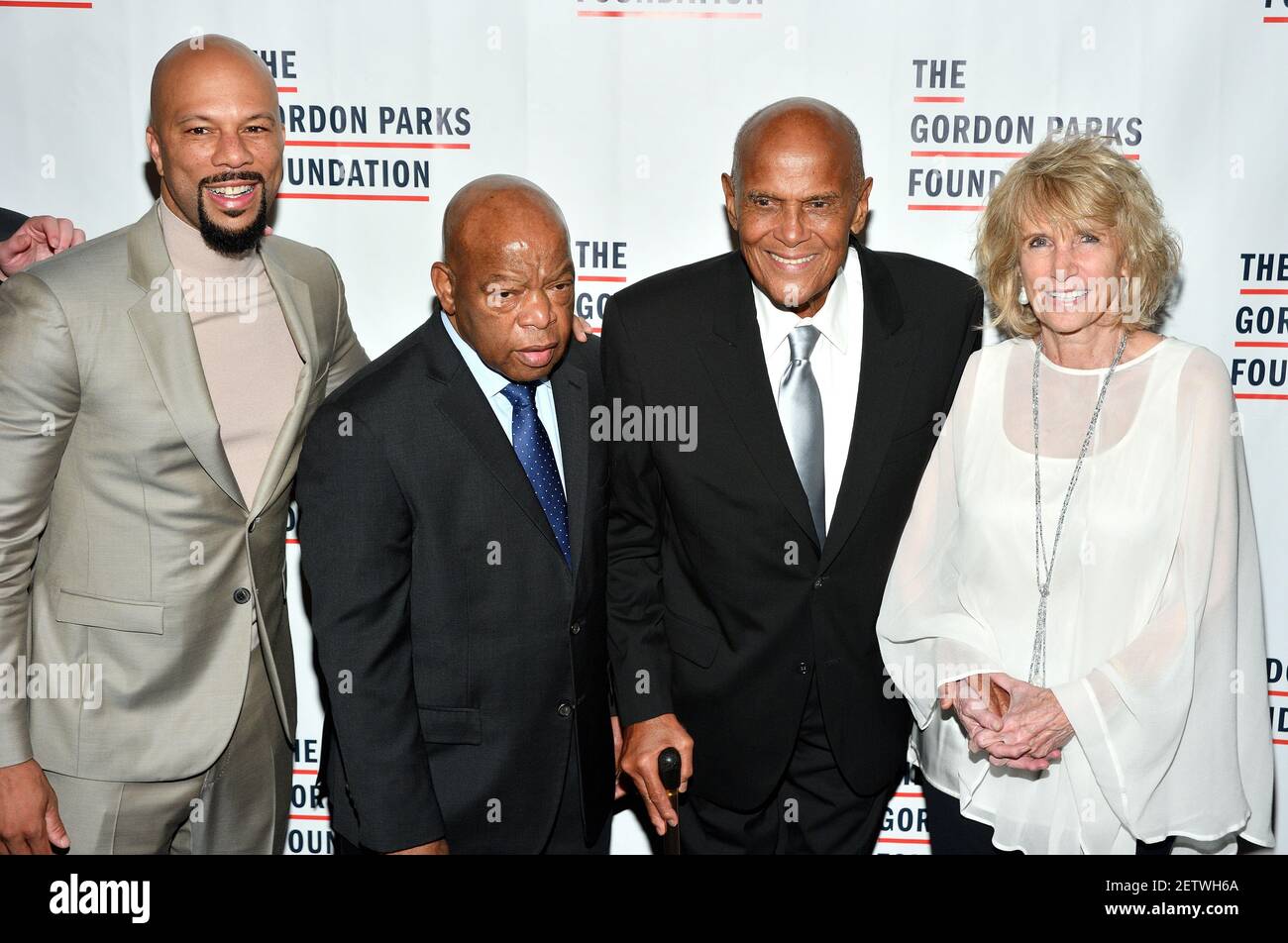 L-R: Musician Common, U.S. Rep. John Lewis, musician/actor Harry ...