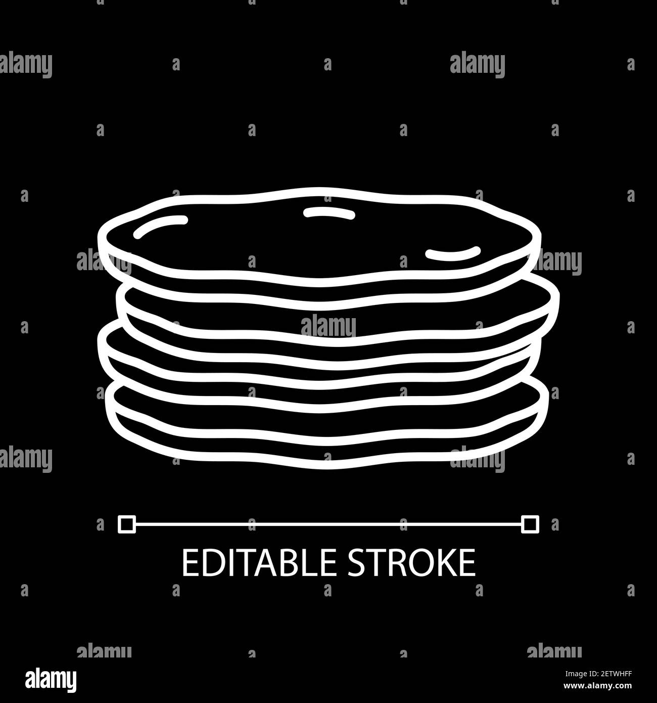 Pancakes stack white linear icon for dark theme Stock Vector Image ...