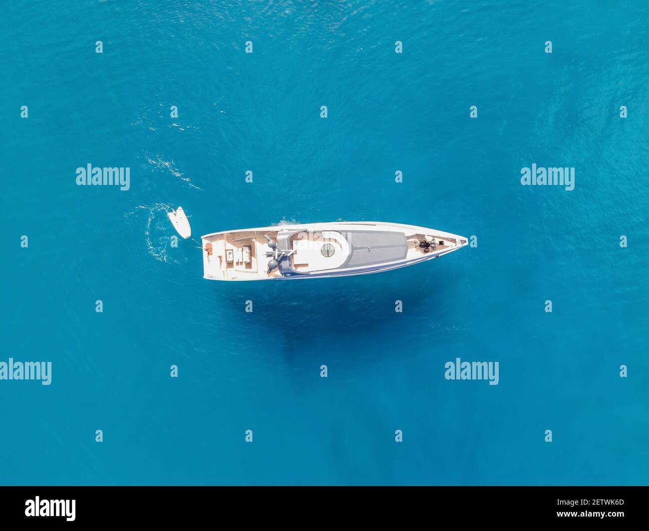 Aerial top view by drone of luxury yacht in the sea Stock Photo - Alamy