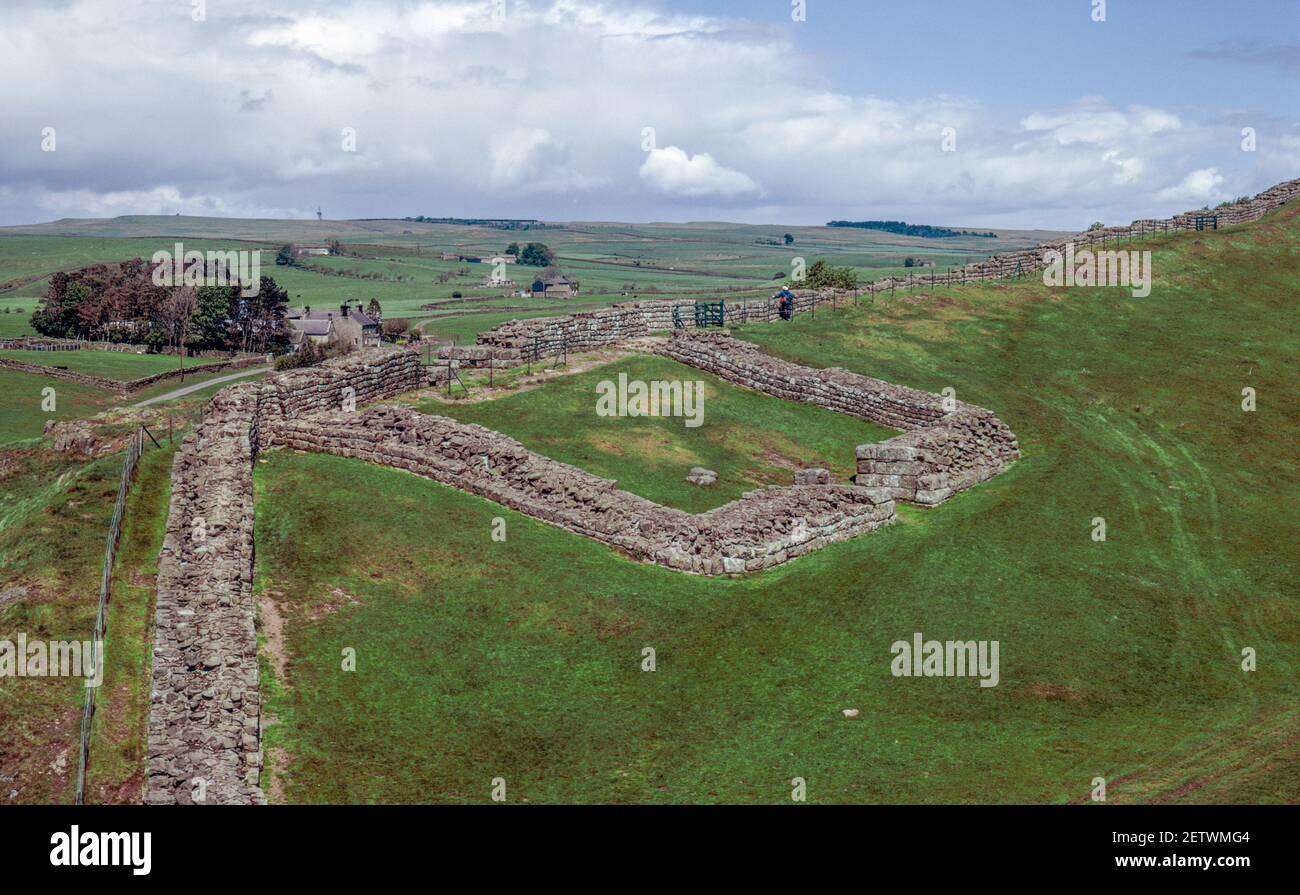 Remains of a Roman defensive fortification known as Hadrian’s Wall ...