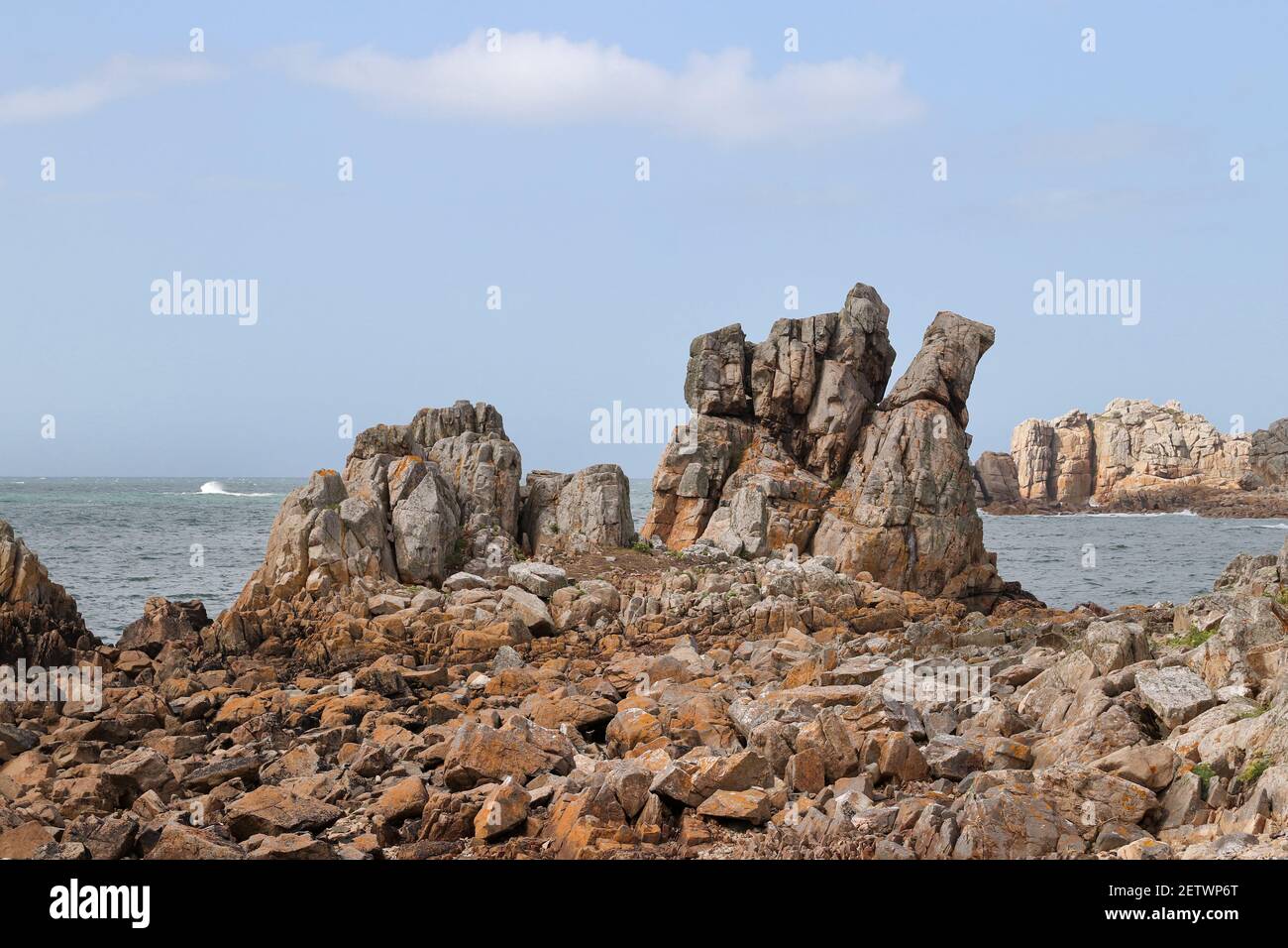 Cliffs on the coast - view point on Pink Granite Coast, Le Gouffre ...