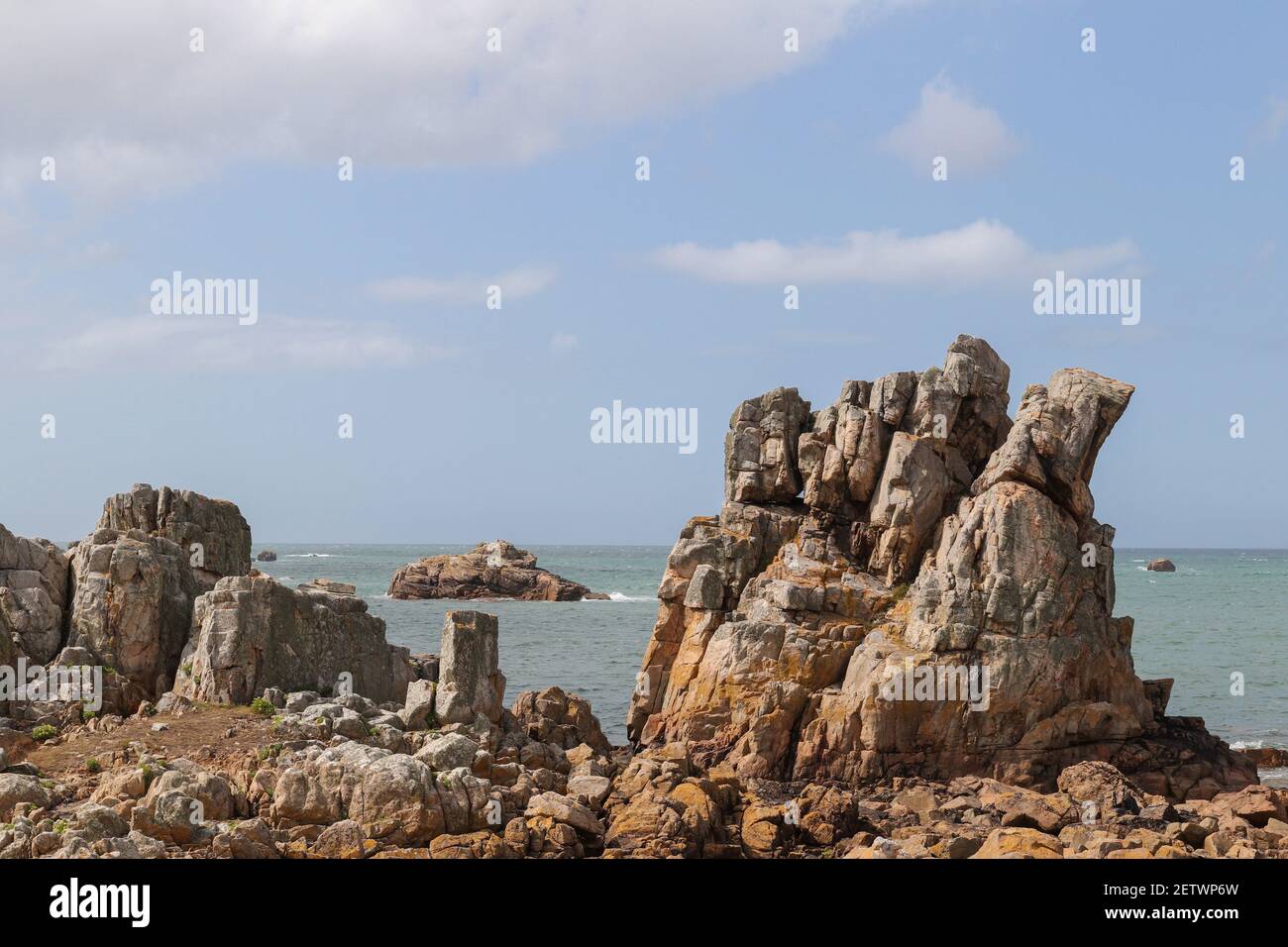 Rocky cliffs on the Pink Granite Coast - Cote de Granit Rose - near Le ...
