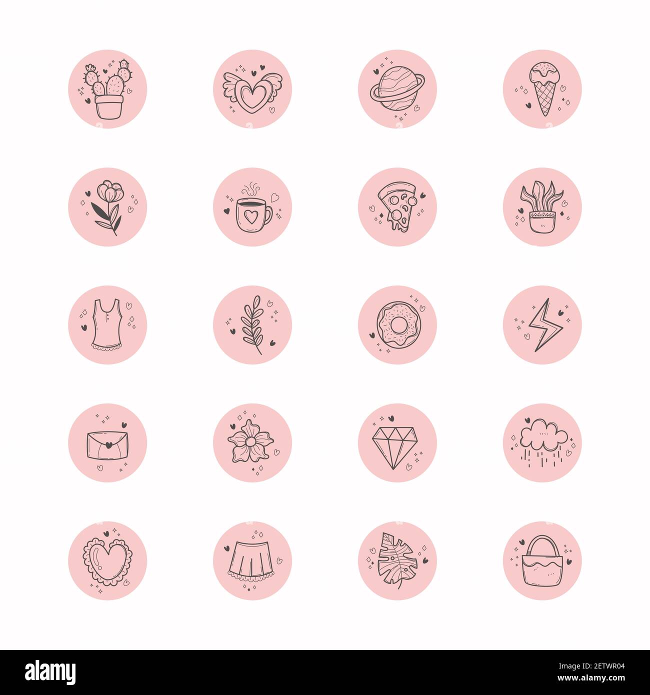 Hand drawn instagram highlights Vector illustration Stock Vector Image ...