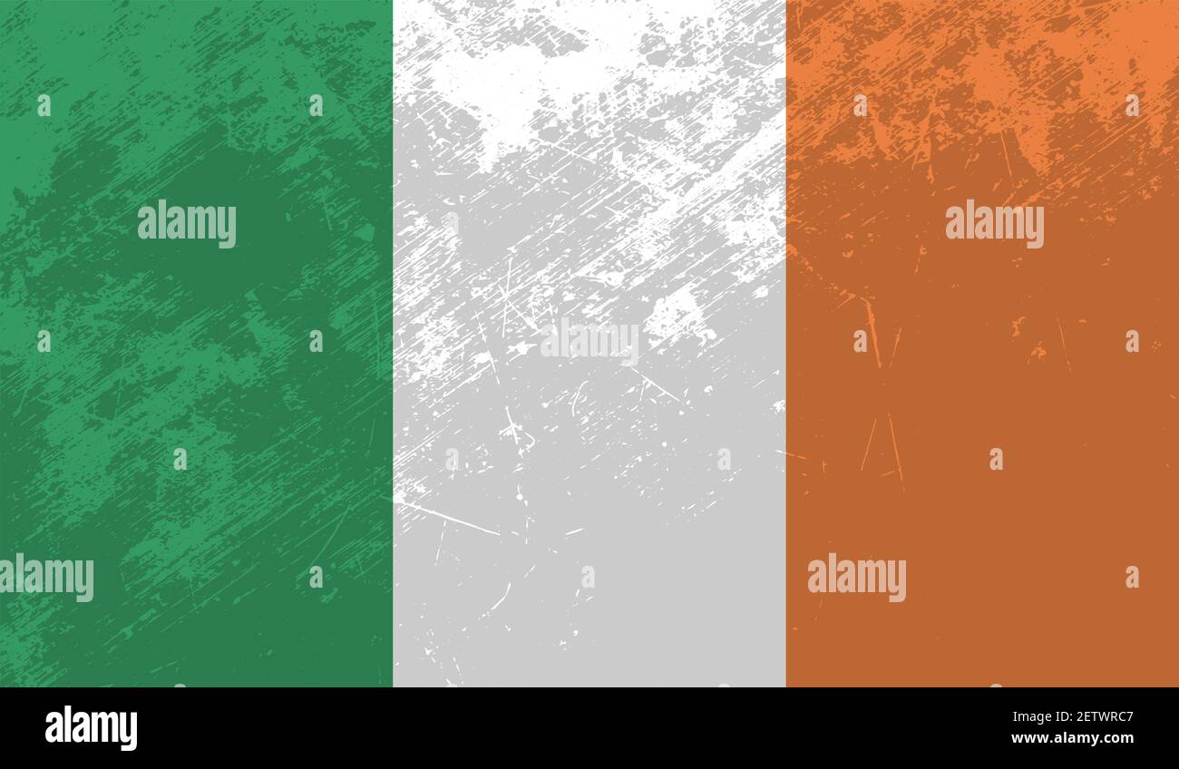 Ireland flag with waving grunge texture. Vector background Stock Vector ...