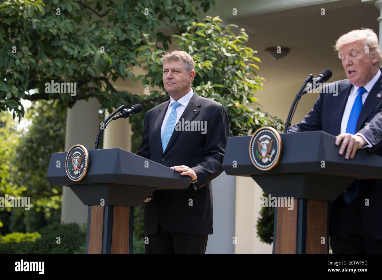President Donald Trump and President Klaus Iohannis of Romania, held a ...