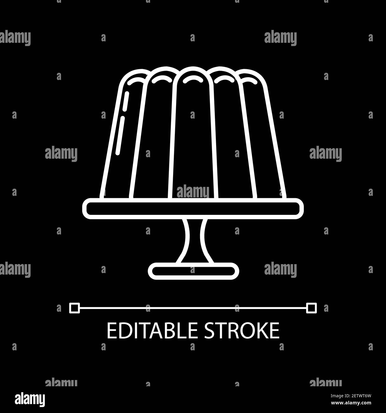 Pudding on platter white linear icon for dark theme Stock Vector Image ...