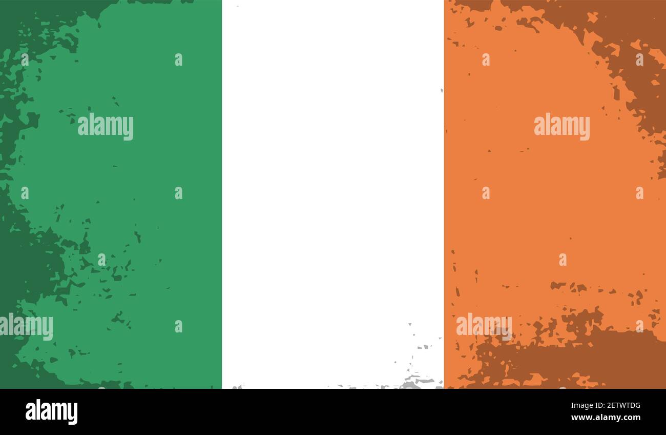 Ireland flag with waving grunge texture. Vector background Stock Vector ...