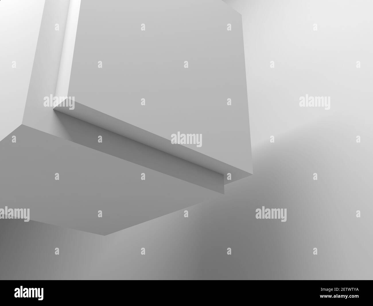 Abstract minimal geometric installation, blank white box corner with ...