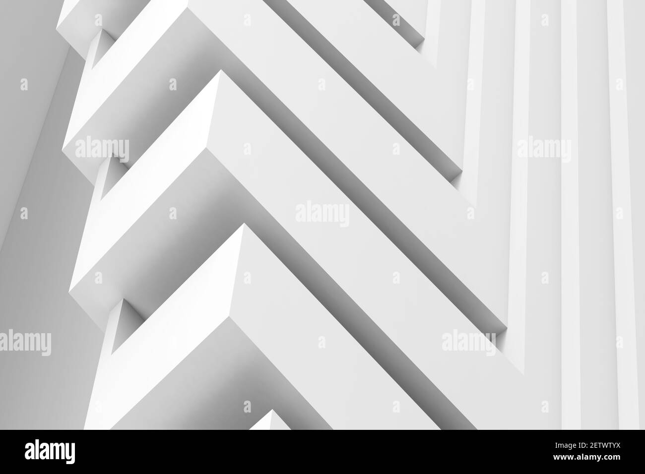 Abstract three dimensional white geometric pattern, installation of ...