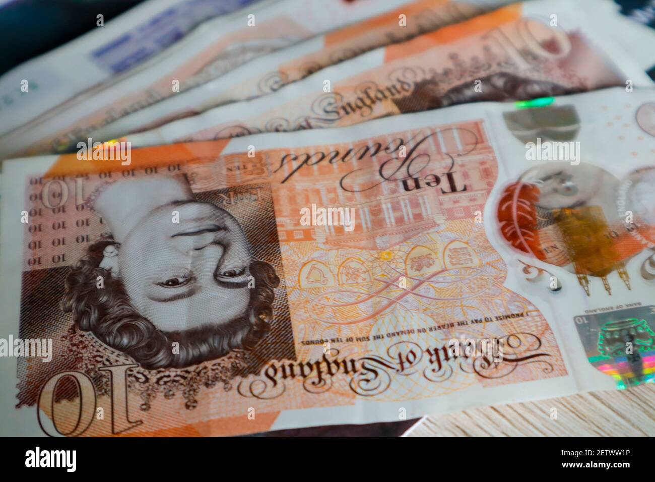 UK Ten pound notes close up Stock Photo - Alamy