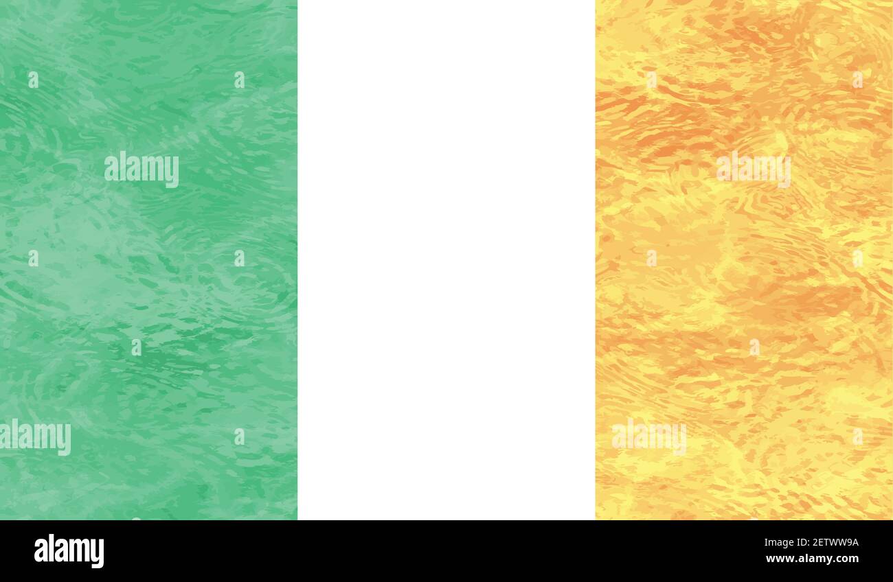Ireland flag with waving grunge texture. Vector background Stock Vector ...