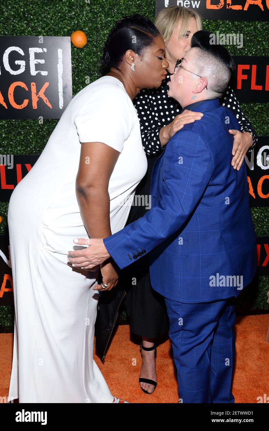 Actress Adrienne Moore, Taylor Schilling and Lea DeLaria attend the ...
