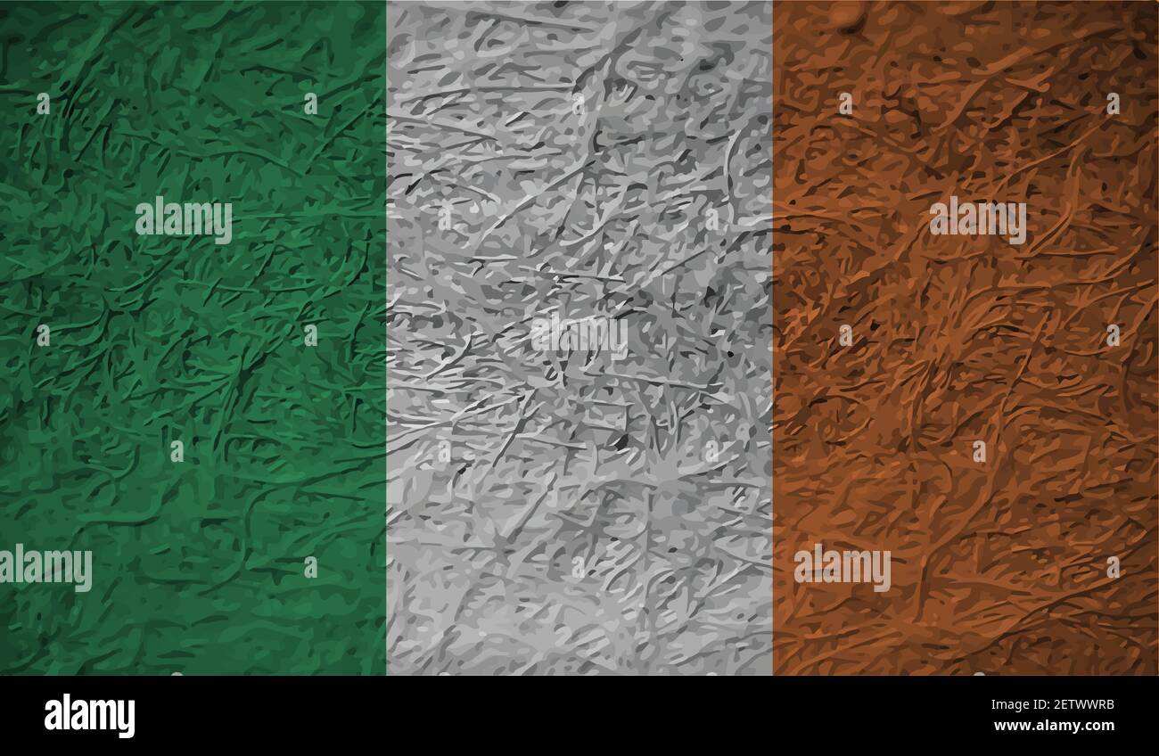 Ireland flag with waving grunge texture. Vector background Stock Vector ...