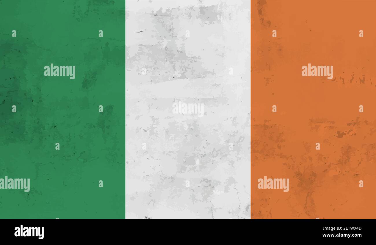 Ireland flag with waving grunge texture. Vector background Stock Vector ...
