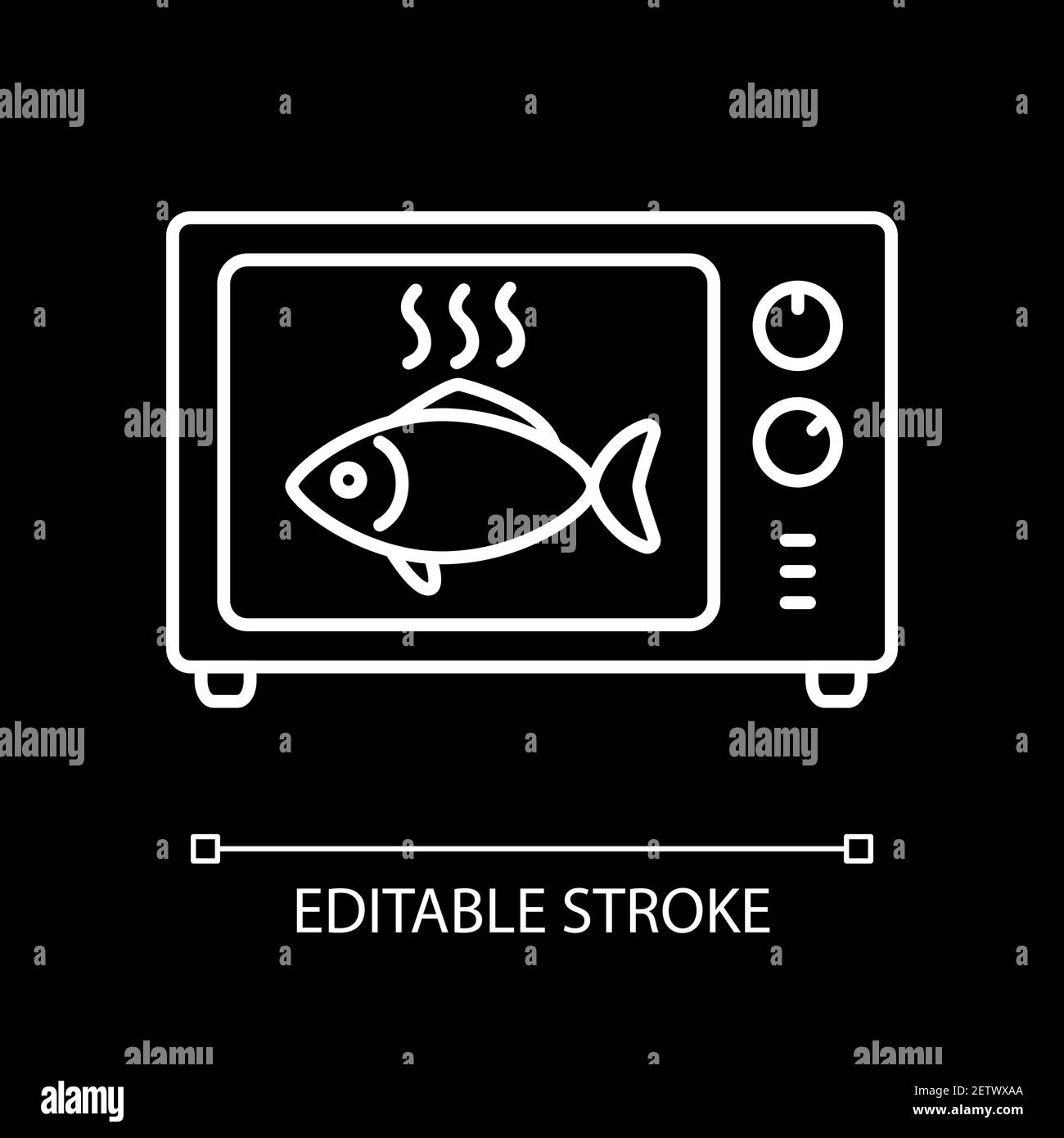 Roast fish in microwave white linear icon for dark theme Stock Vector ...