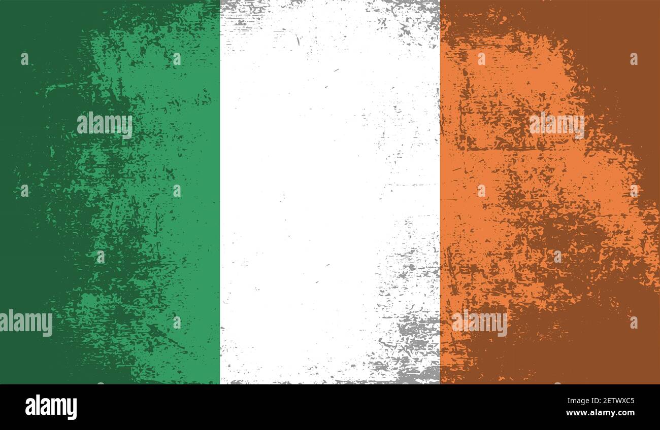 Ireland flag with waving grunge texture. Vector background Stock Vector ...