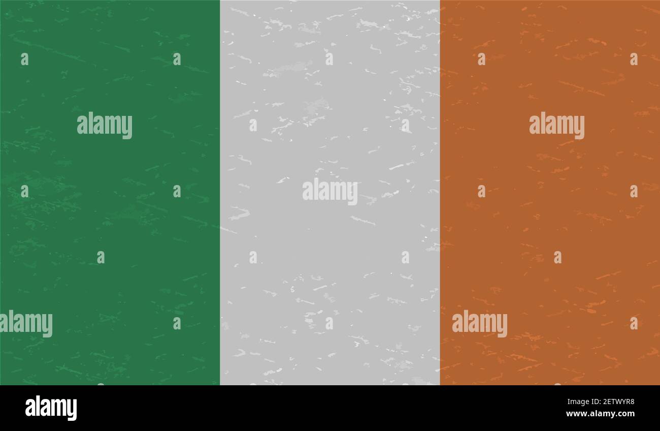 Ireland flag with waving grunge texture. Vector background Stock Vector ...