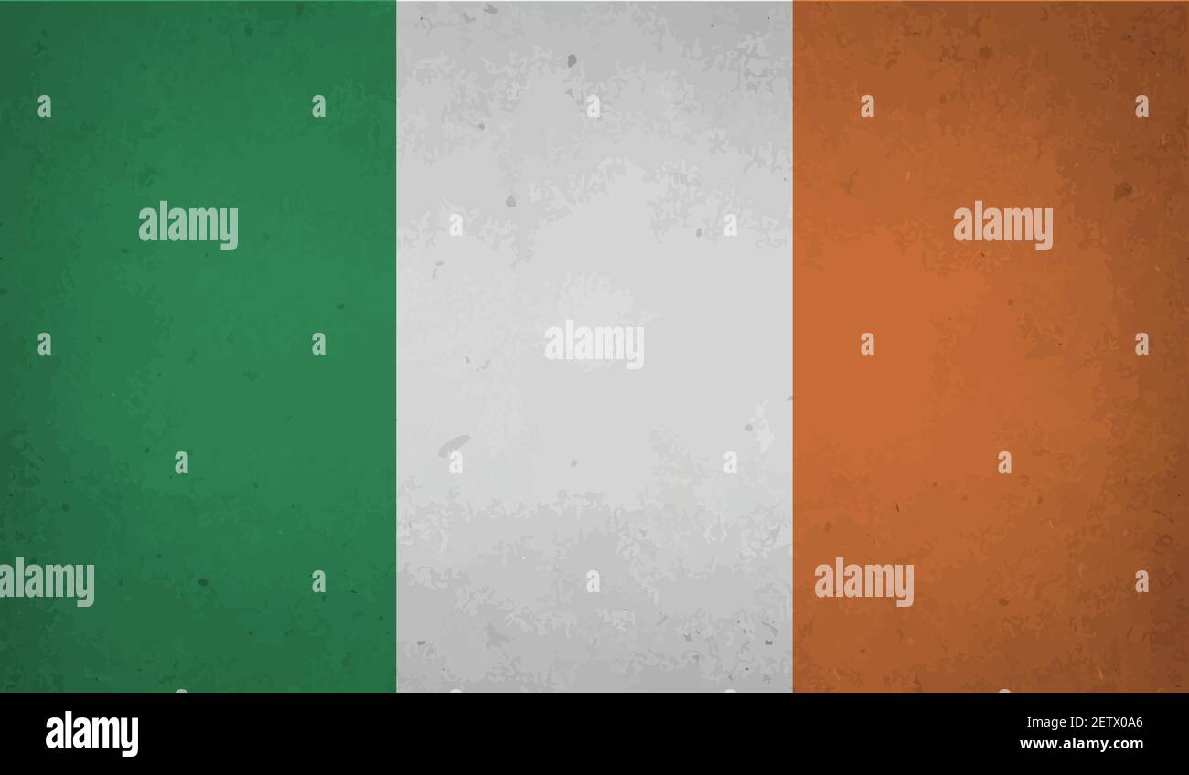 Ireland flag with waving grunge texture. Vector background Stock Vector ...