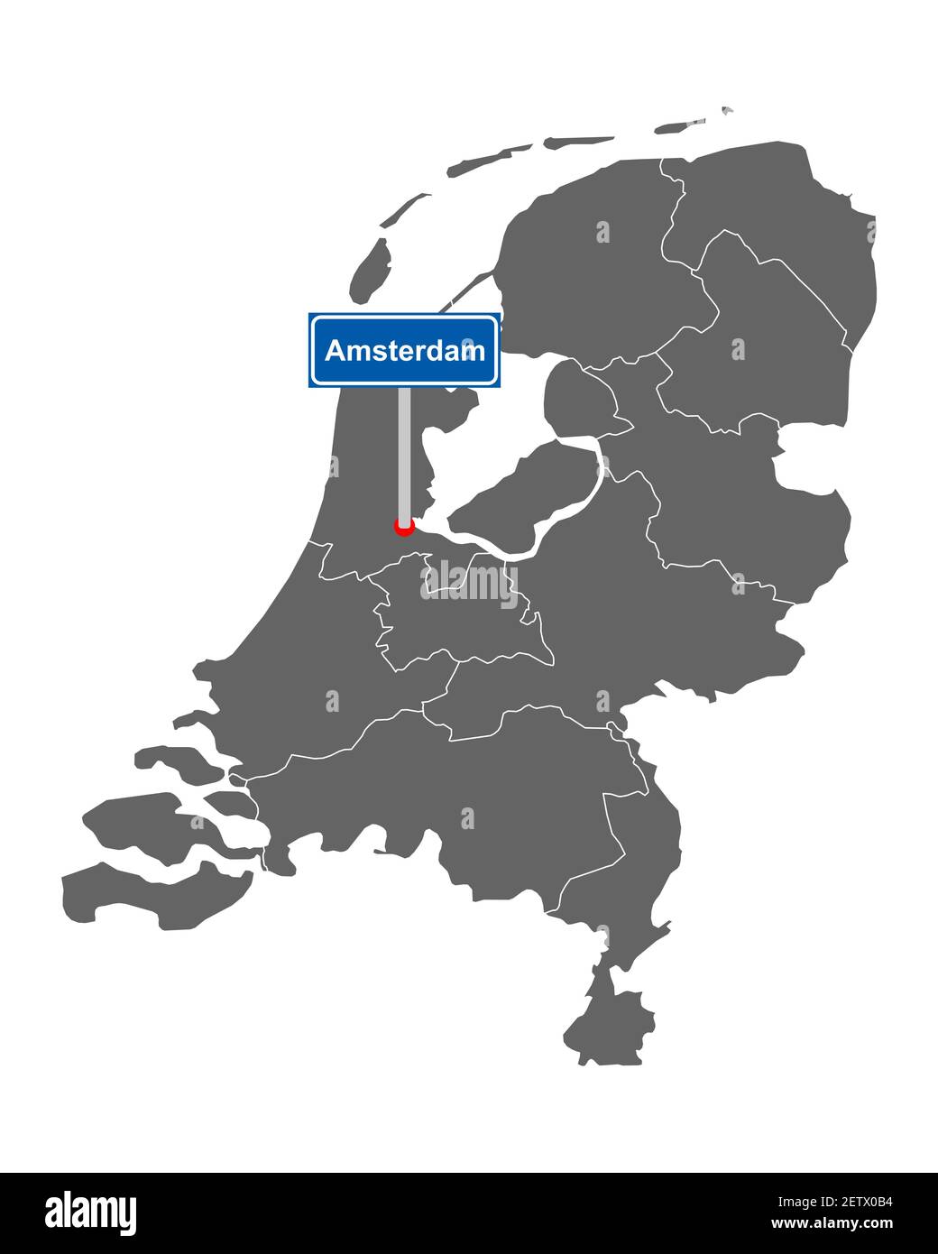 Map of the Netherlands with road sign Amsterdam Stock Photo - Alamy
