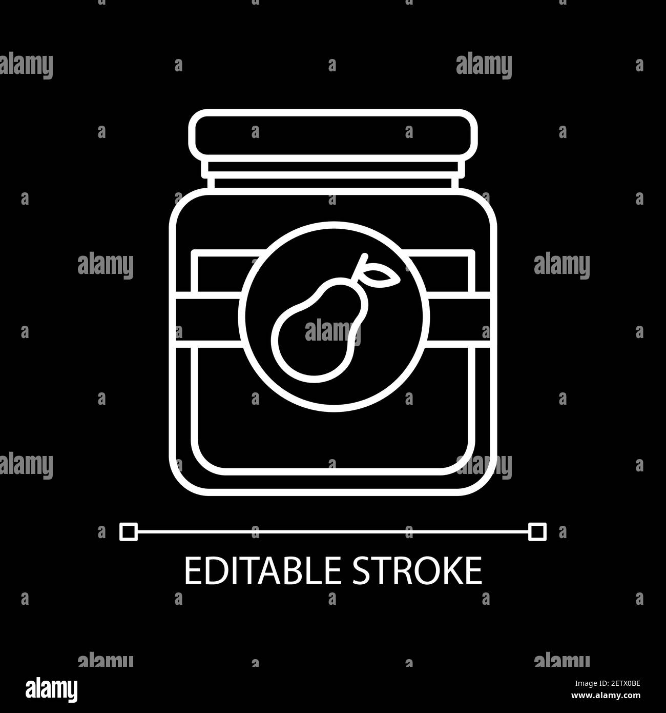 Pear jam in glass jar white linear icon for dark theme Stock Vector ...