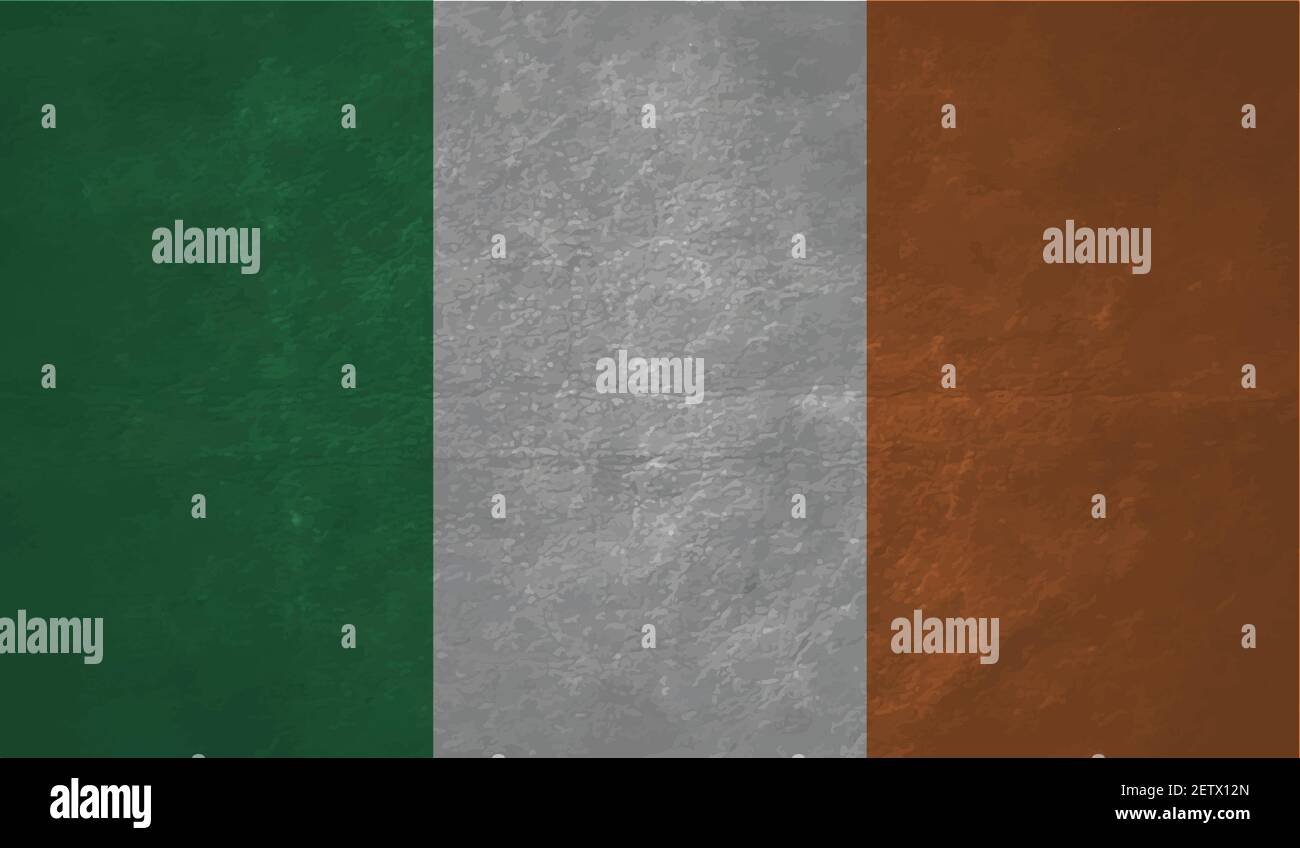 Ireland flag with waving grunge texture. Vector background Stock Vector ...