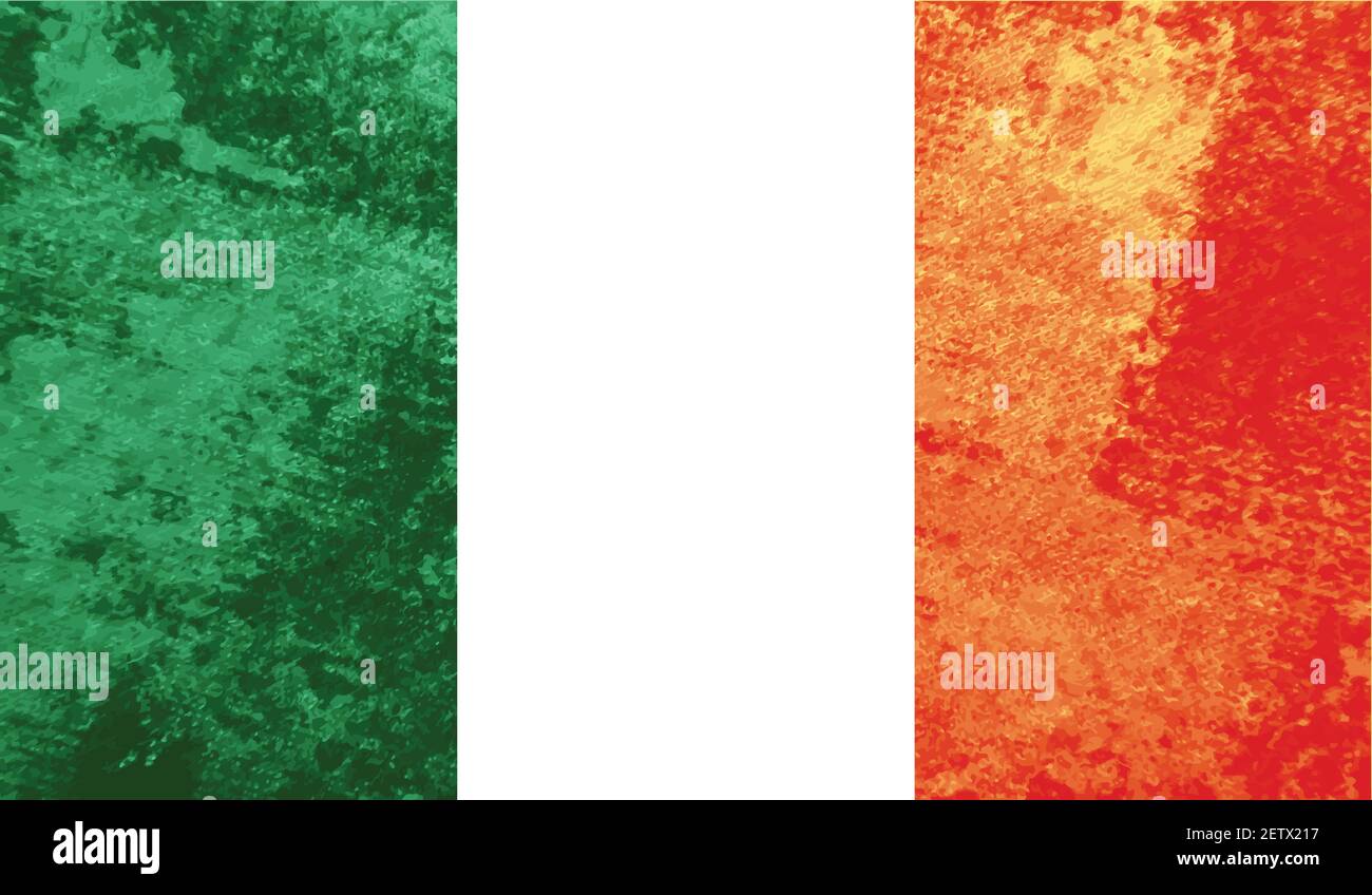 Ireland flag with waving grunge texture. Vector background Stock Vector ...