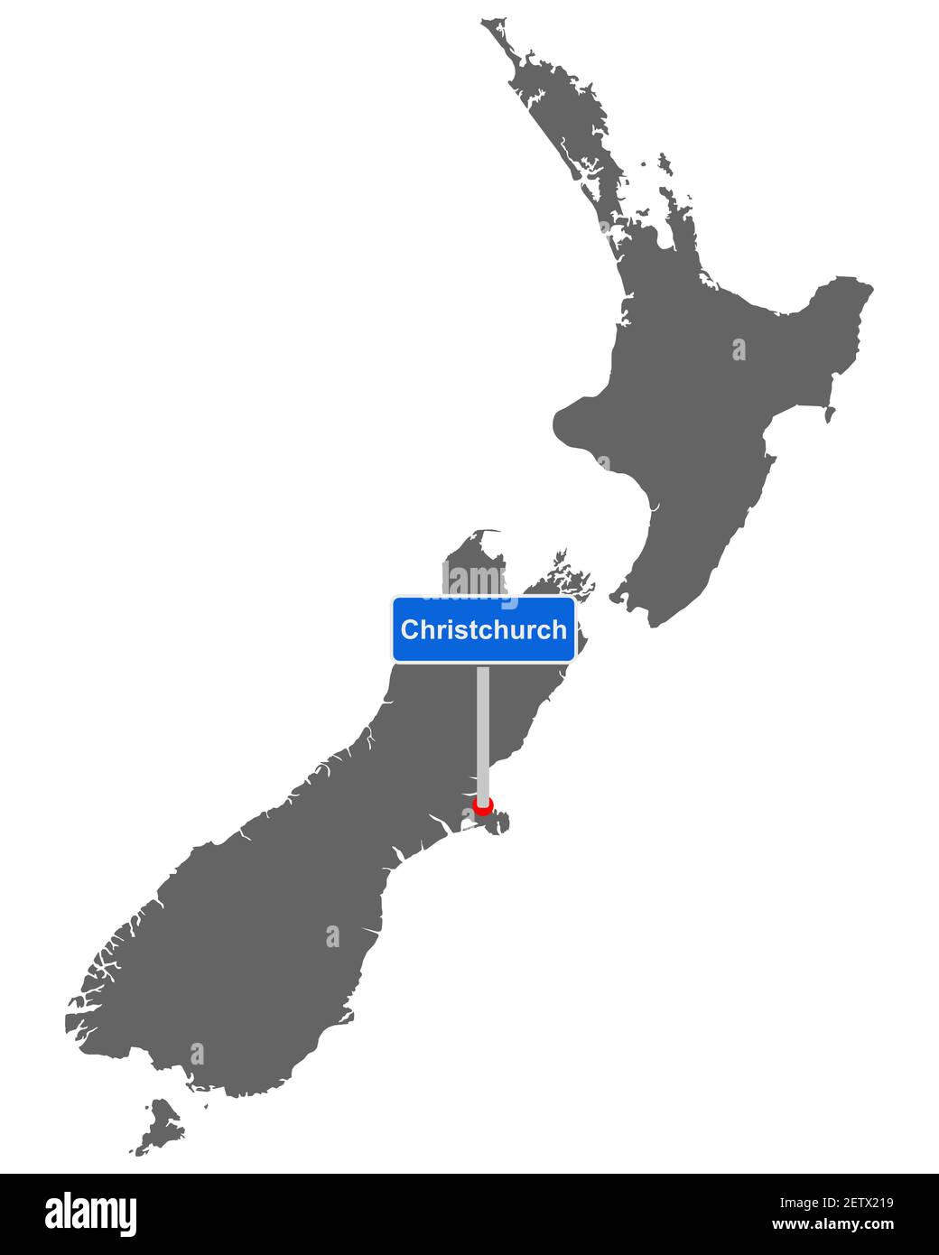 Map of New Zealand with road sign Christchurch Stock Photo - Alamy