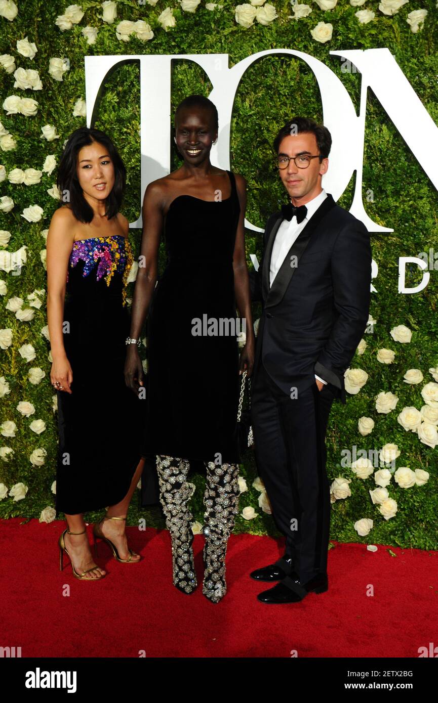 Laura Kim, Alex Wek, Nick Kroll attends the 2017 Tony Awards, held at ...