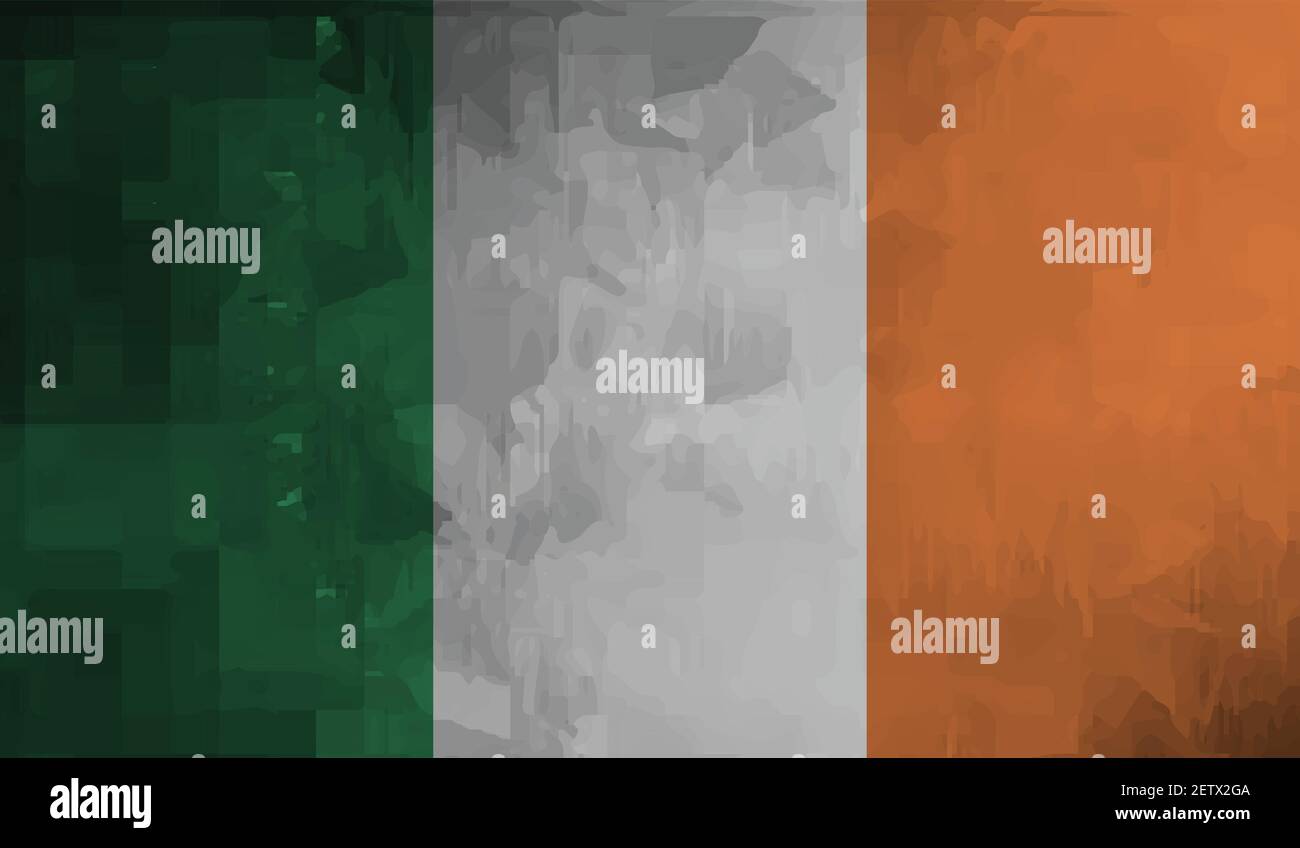 Ireland flag with waving grunge texture. Vector background Stock Vector ...