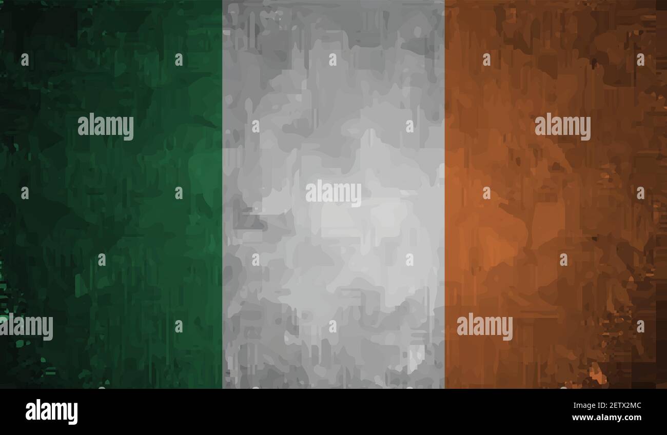 Ireland flag with waving grunge texture. Vector background Stock Vector ...