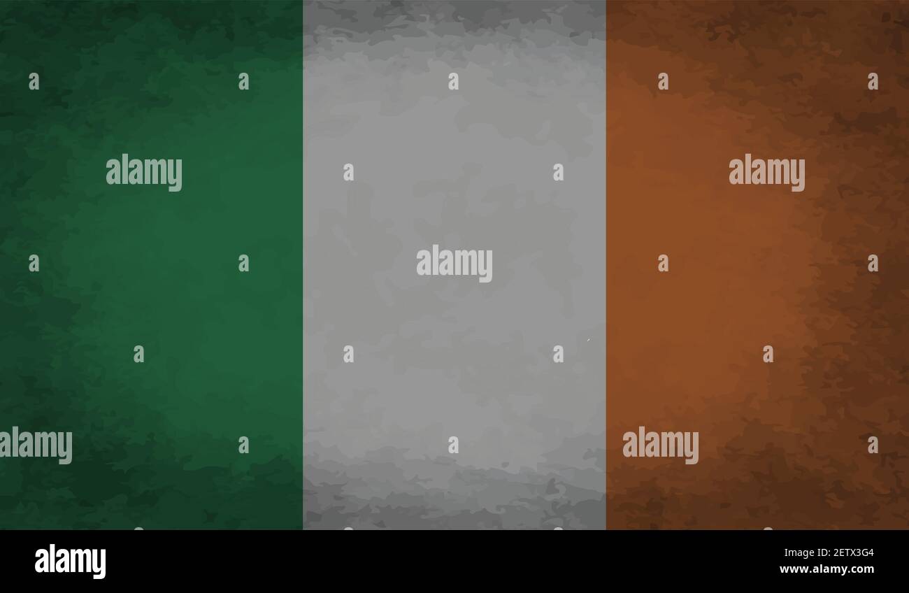 Ireland flag with waving grunge texture. Vector background Stock Vector ...