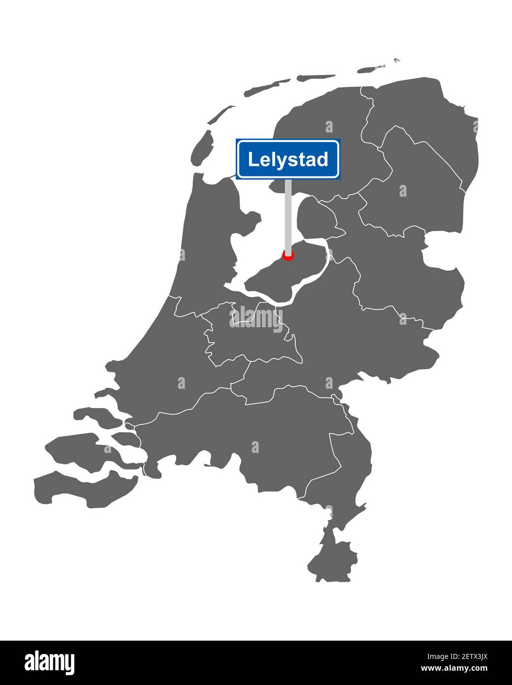 Map of the Netherlands with road sign Lelystad Stock Photo - Alamy