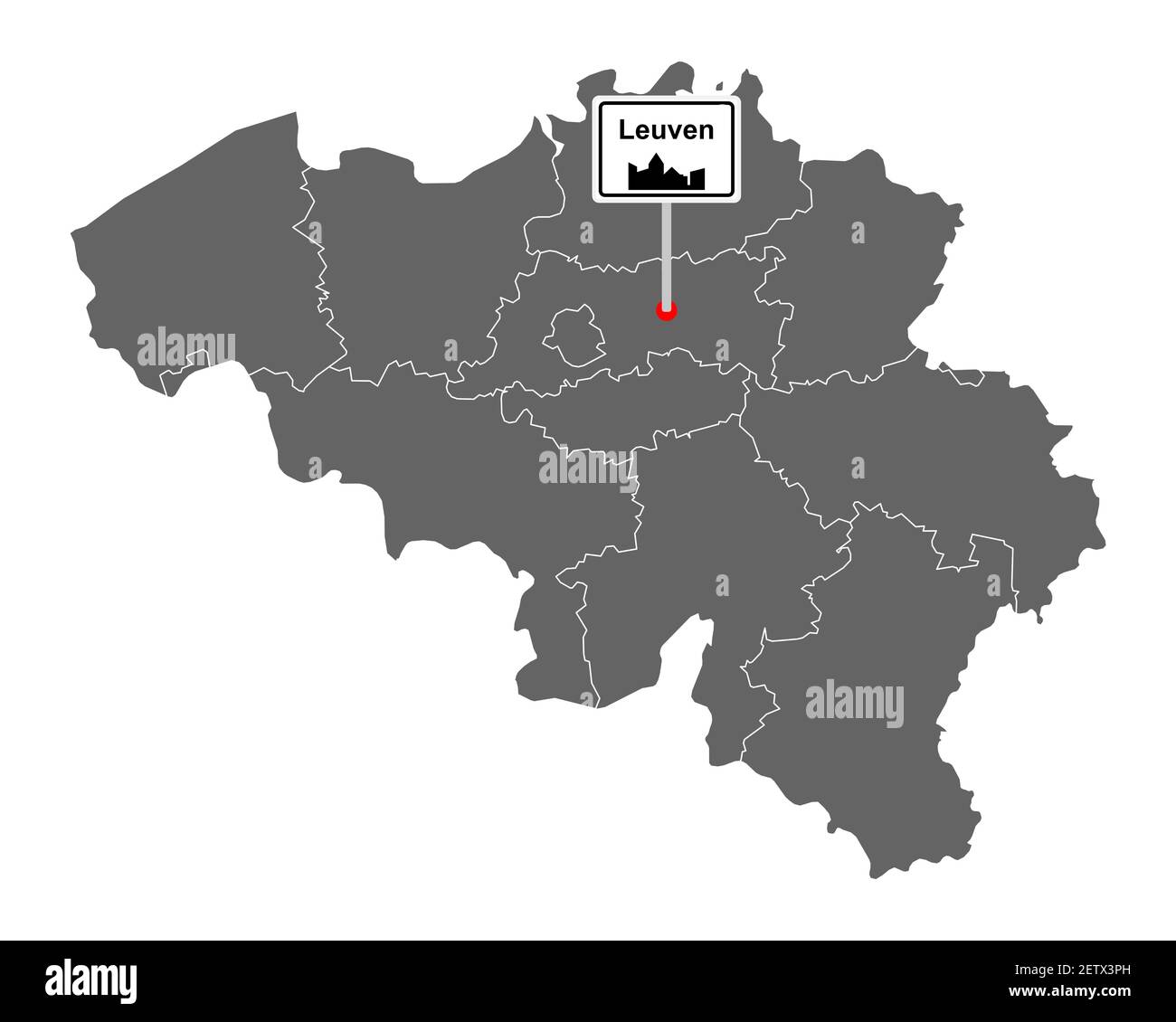 Map of Belgium with road sign Leuven Stock Photo - Alamy