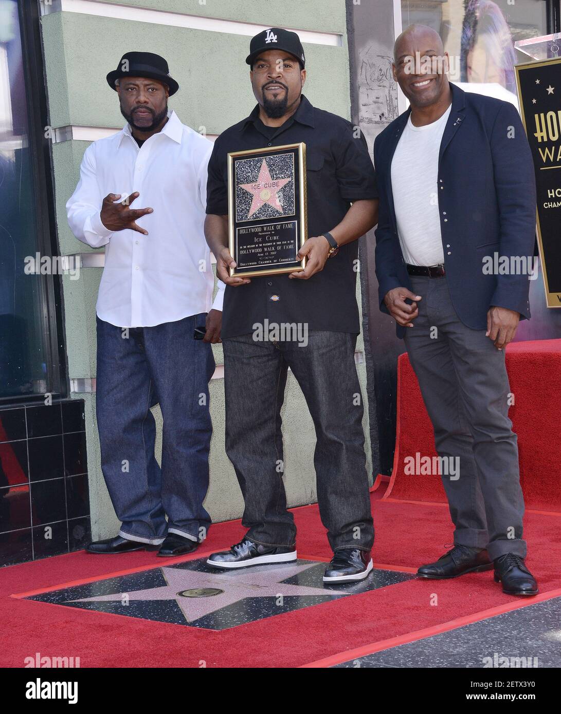 (L-R) WC, Ice Cube and Director John Singleton at the Ice Cube Star On ...