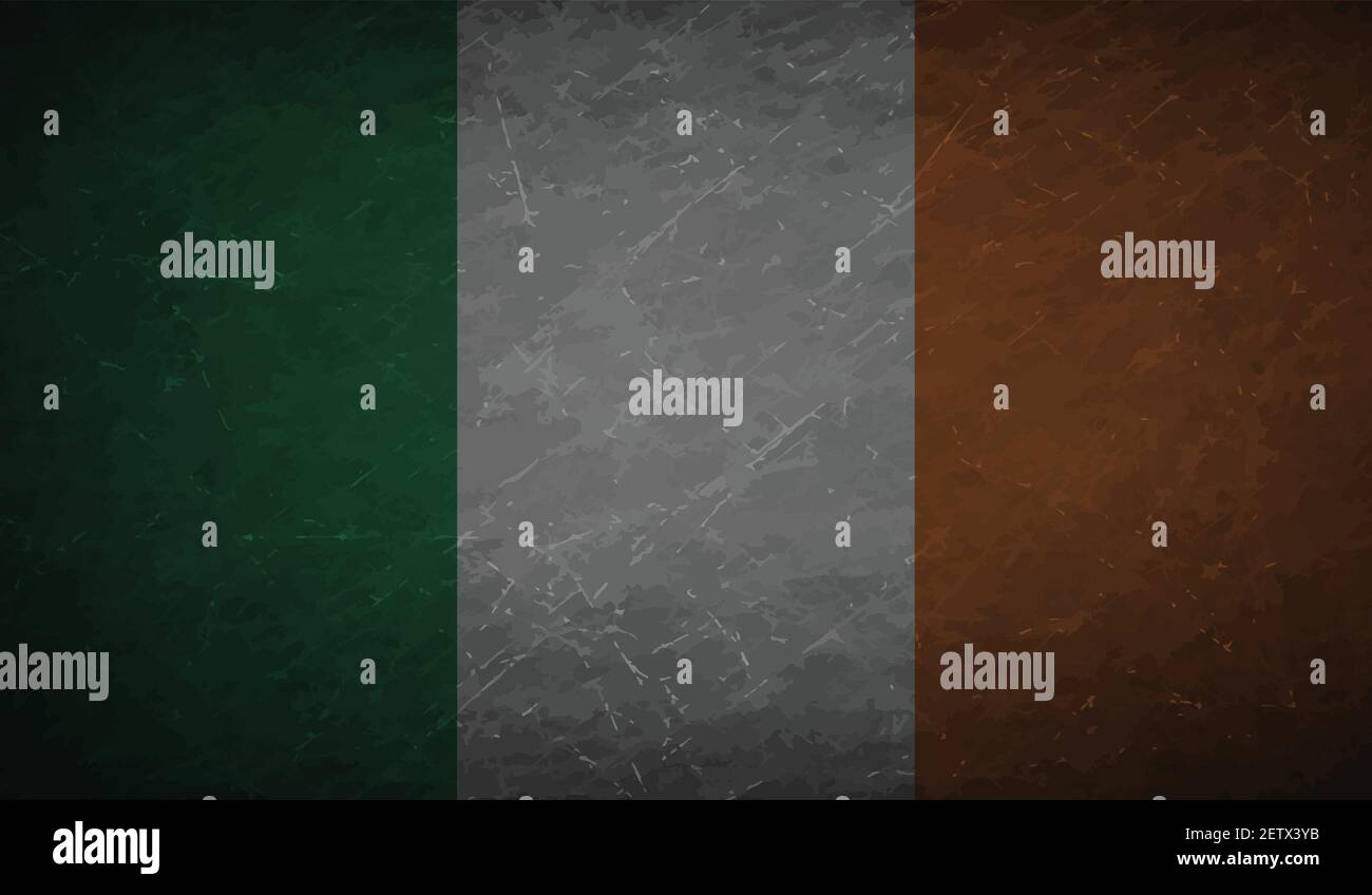 Ireland flag with waving grunge texture. Vector background Stock Vector ...