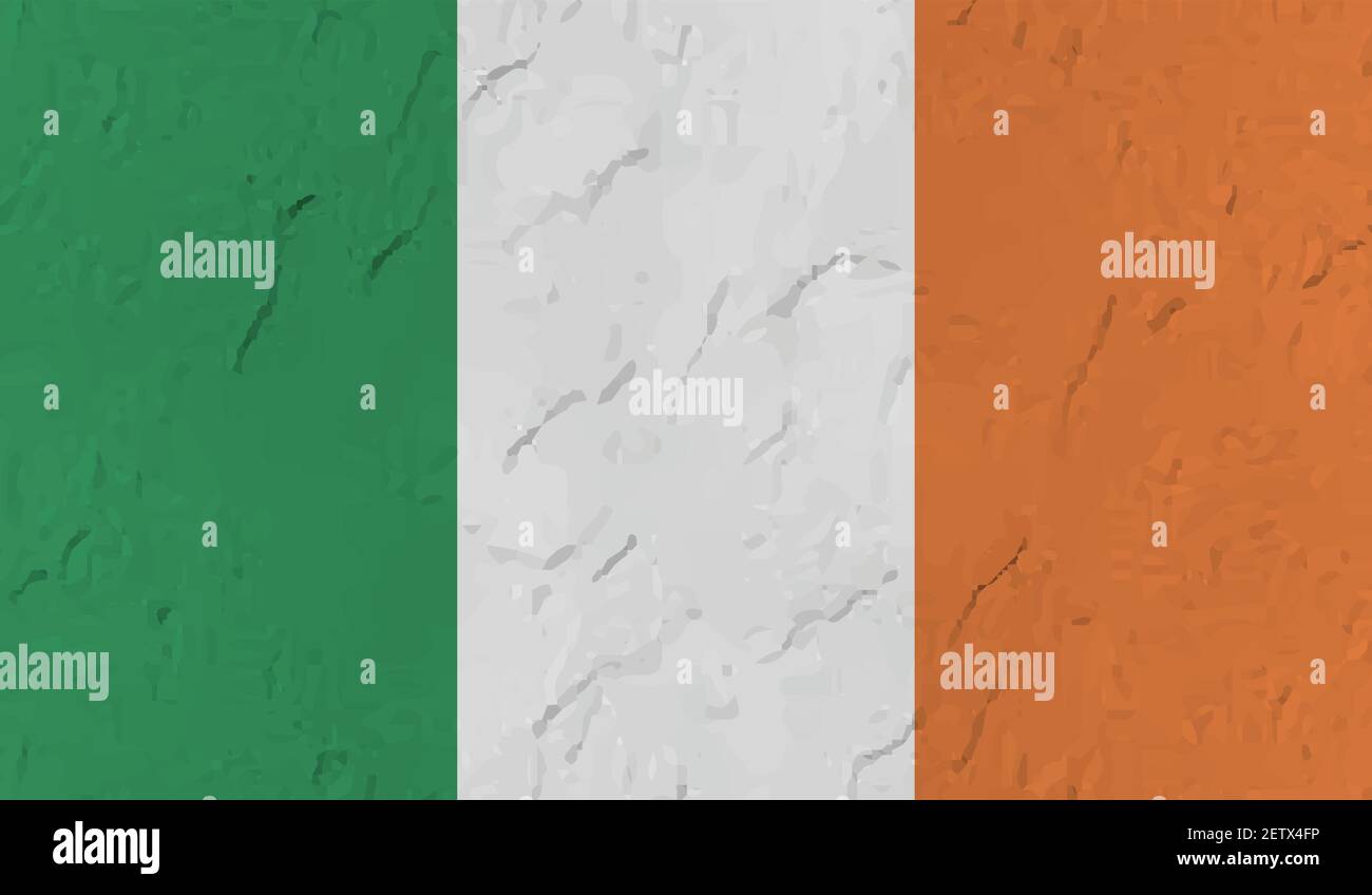 Ireland flag with waving grunge texture. Vector background Stock Vector ...