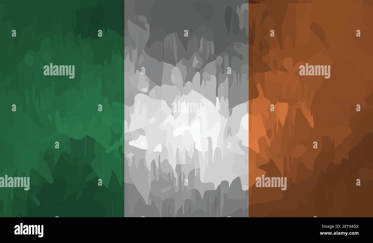 Ireland flag with waving grunge texture. Vector background Stock Vector ...