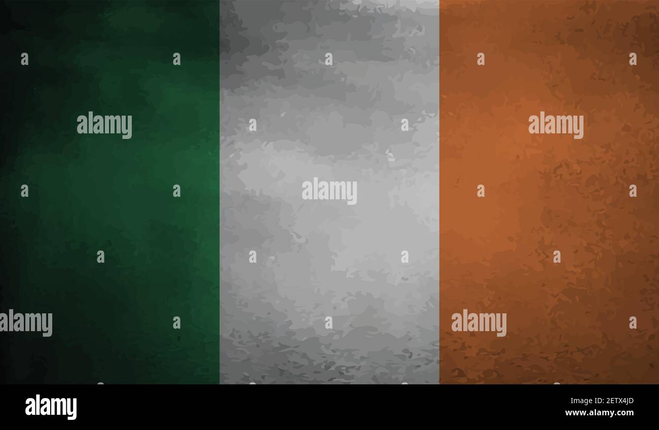 Ireland flag with waving grunge texture. Vector background Stock Vector ...