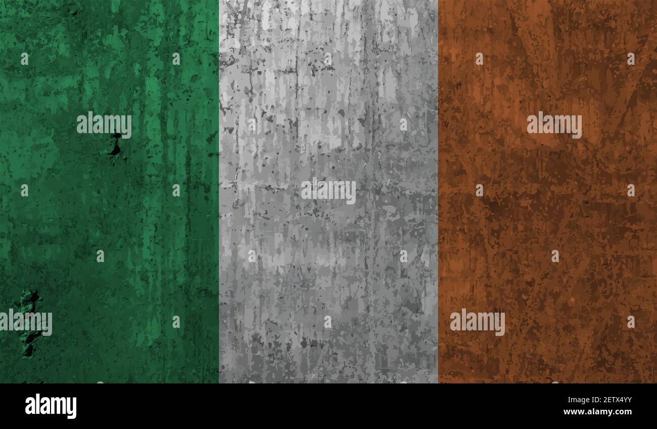 Ireland flag with waving grunge texture. Vector background Stock Vector ...