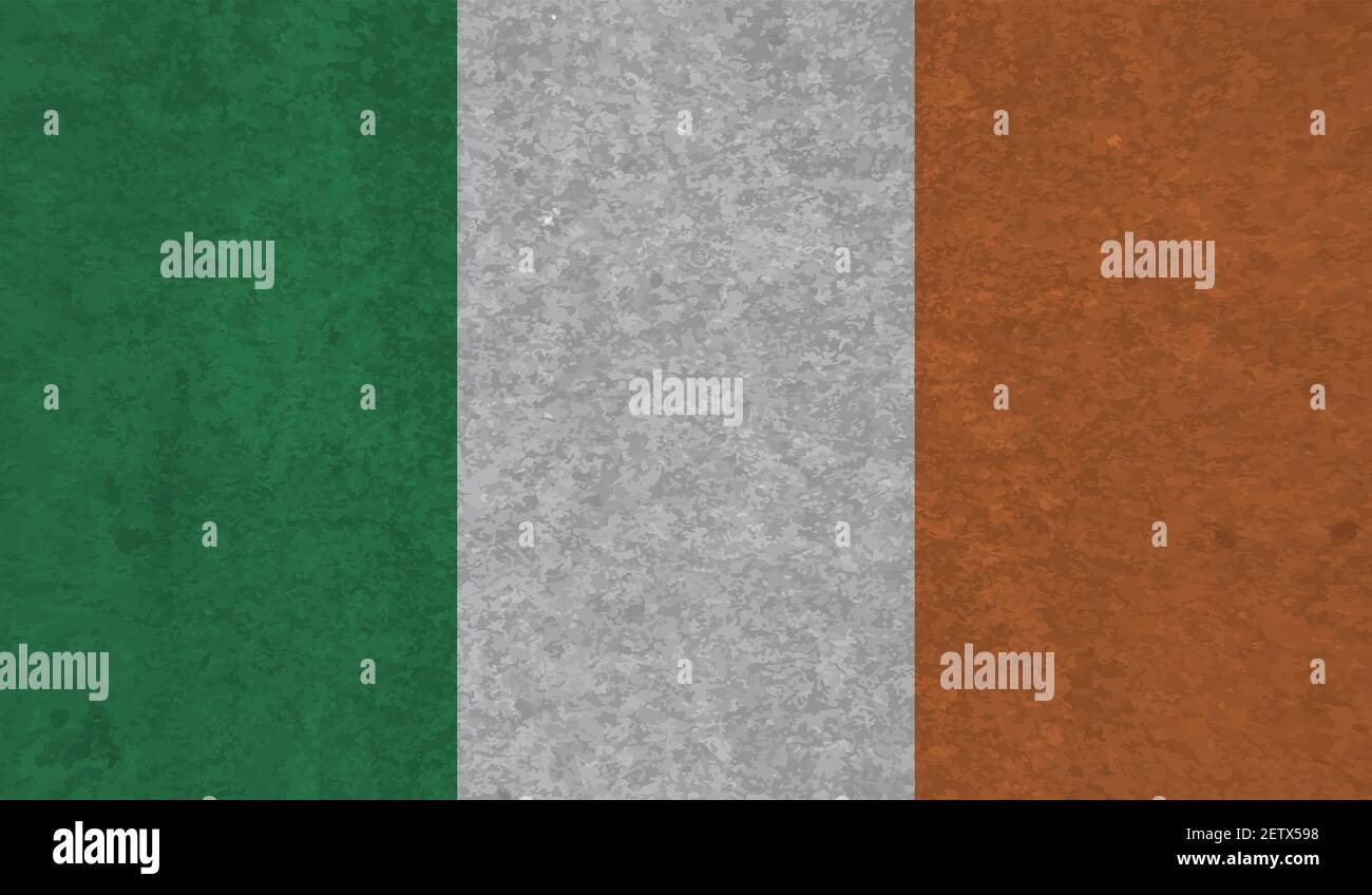 Ireland flag with waving grunge texture. Vector background Stock Vector ...