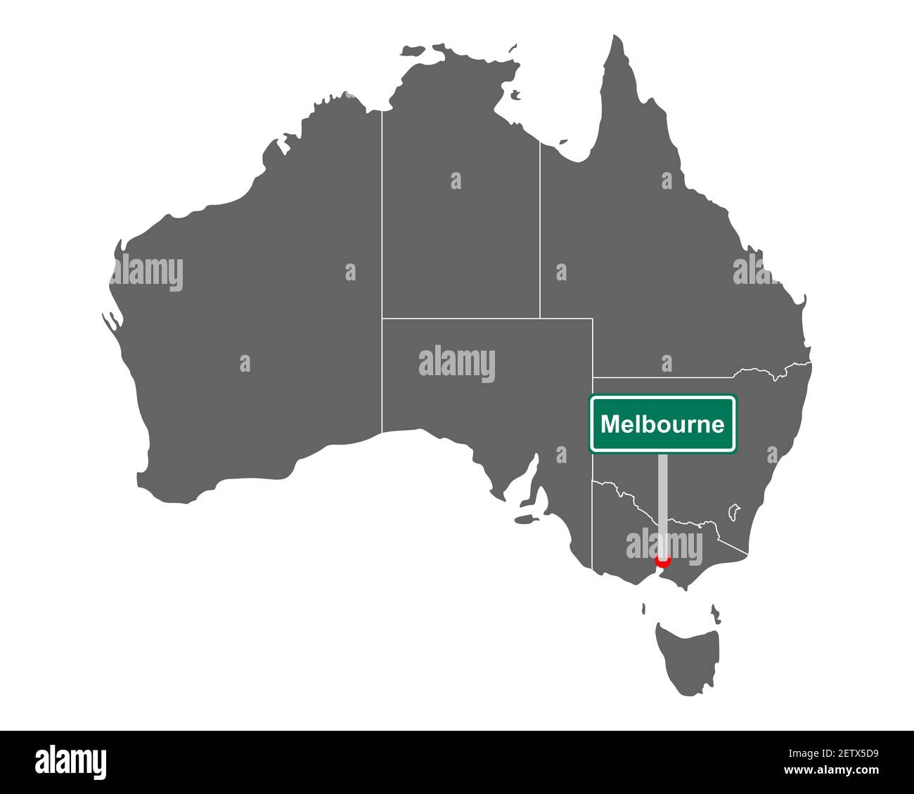 Place name sign Melbourne at map of Australia Stock Photo - Alamy