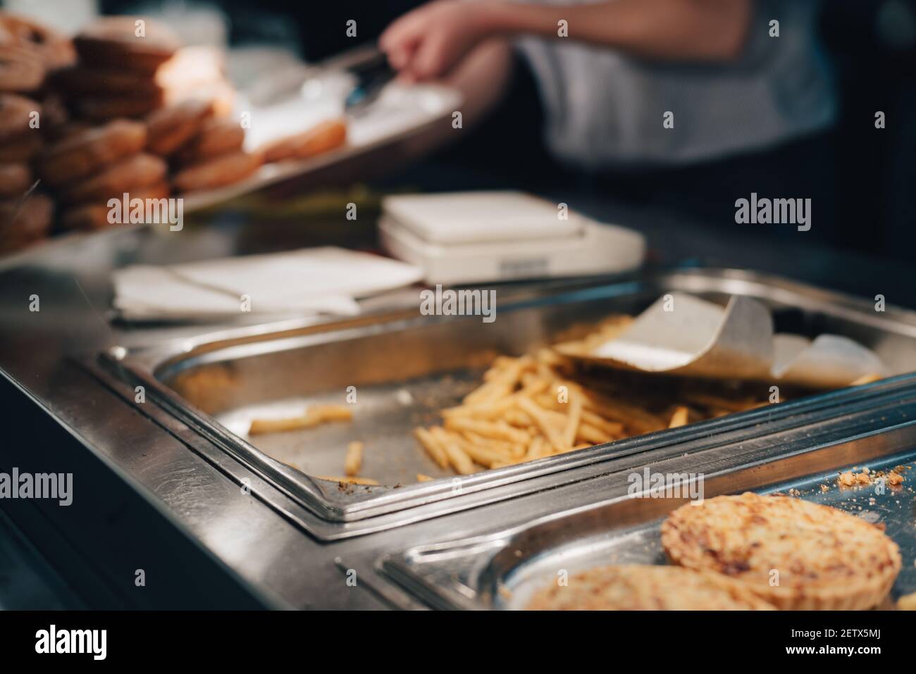 food fries fast food meal buffet restaurant lifestyle Stock Photo - Alamy