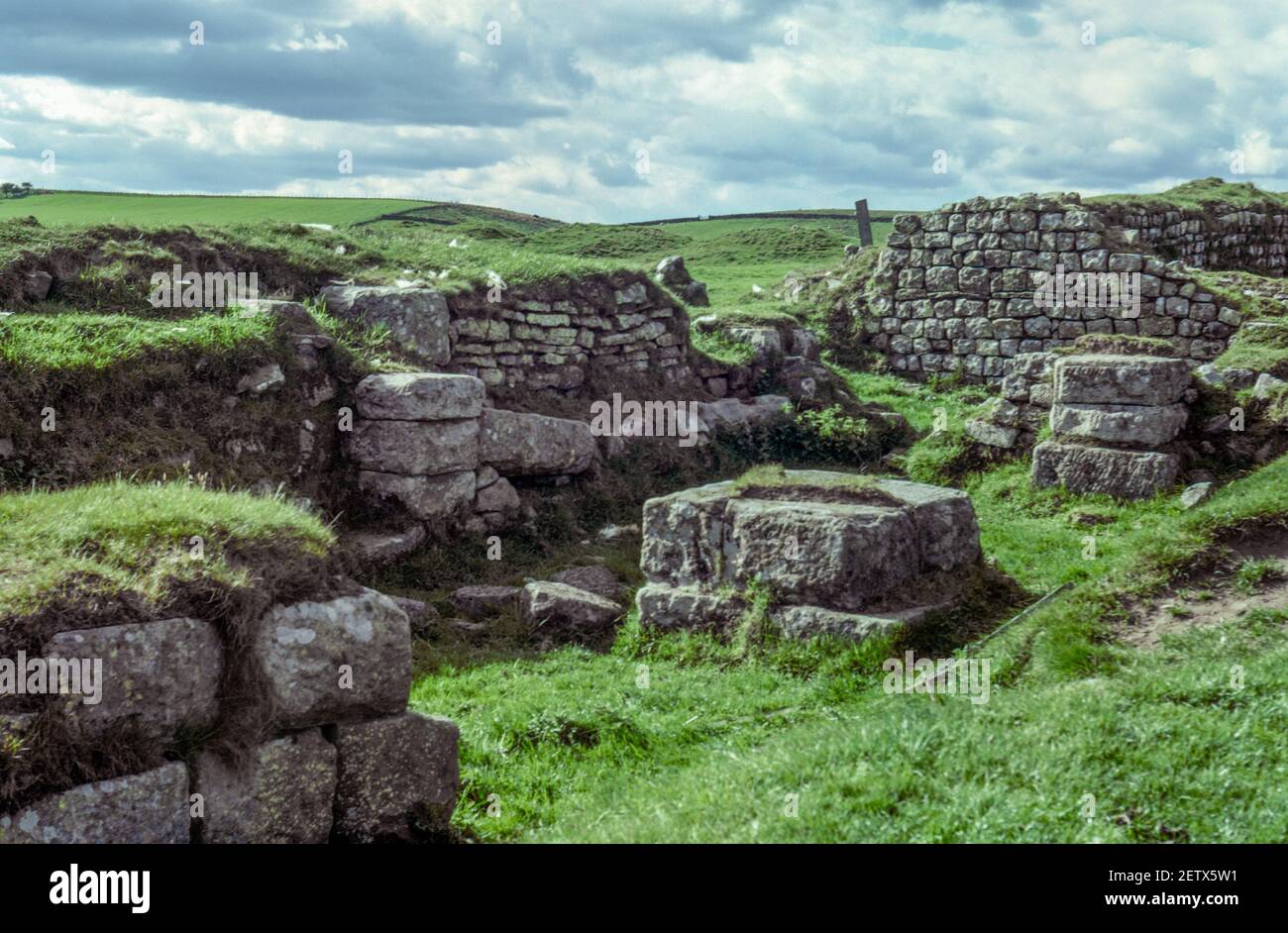 Remains of a Roman defensive fortification known as Hadrian’s Wall ...